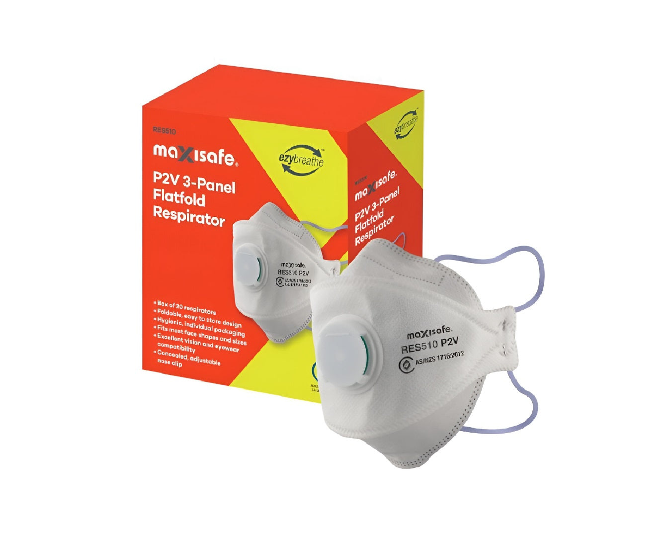 Maxisafe P2 3-Panel Flat Fold Respirator with Valve (Box of 20) – WindSafe Solutions